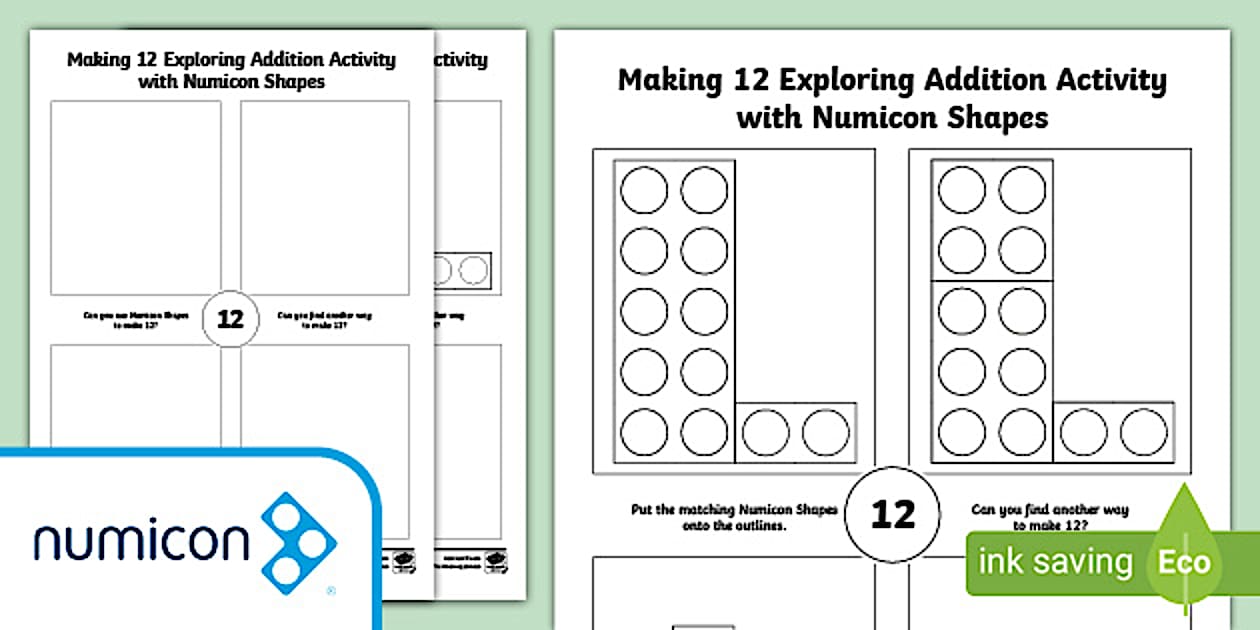 👉 Making 12 Exploring Addition Activity with Numicon Shapes